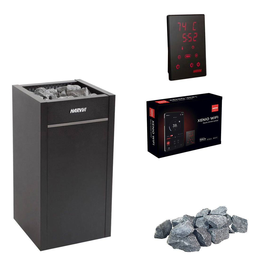 Harvia Virta E | Elektro Saunaofen Set mit CX170 Bedienfeld + WIFI Ste ...